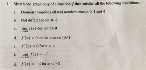 Solved Sketch One Graph Only Of A Function F That Satisfies Chegg