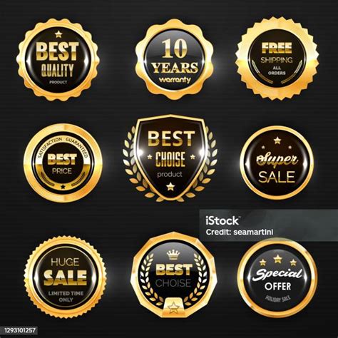 골드 배지 라벨 및 스탬프 씰 3d 벡터 아이콘 고무도장에 대한 스톡 벡터 아트 및 기타 이미지 고무도장 반짝이는 배지