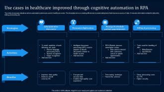 Use Cases In Healthcare Improved Through Cognitive Automation In RPA PPT Slide