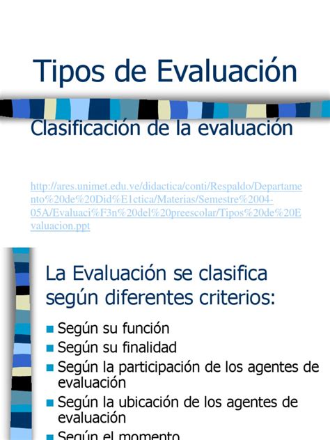 Tipos De Evaluacion Pdf Evaluación Ciencia Cognitiva