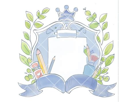 Back To School Crests Watercolor Pngs Instant Download Hand Drawn