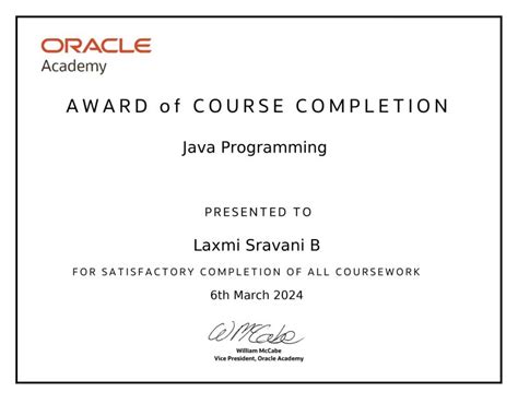 Laxmi Sravani B On Linkedin Javaprogramming Oracleacademy Codingjourney