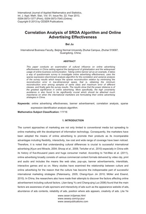 pdf correlation analysis of srda algorithm and online advertising