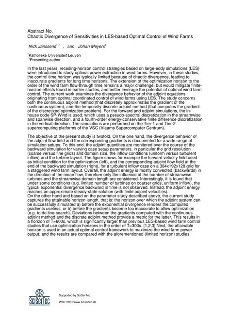 Pdf Chaotic Divergence Of Sensitivities In Les Based Optimal Control