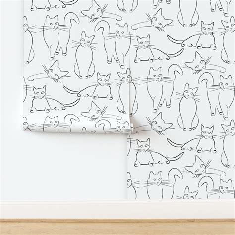 Cats Romeo Cat Line Art Cats Cats Wallpaper Spoonflower