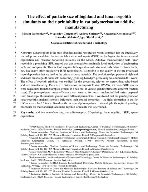 pdf the effect of particle size of highland and lunar regolith