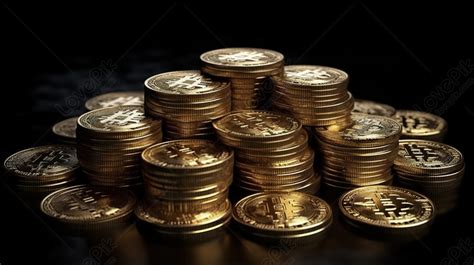 Seo 최적화를 위해 검정색 배경에 Golden Bitcoin Cryptocurrency 스택의 3d 렌더링 Cryptocurrency 배경 암호화폐 배경 비트코인