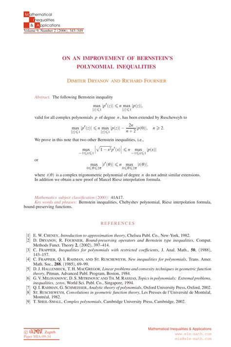 Pdf On An Improvement Of Bernsteins Polynomial Inequalities