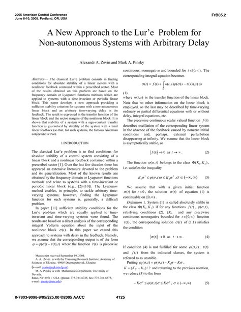 pdf a new approach to the lur e problem for non autonomous systems