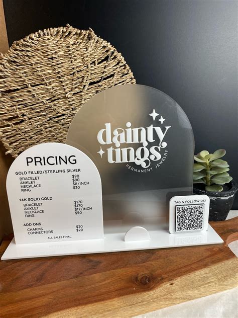 Acrylic Table Top Two Panel Display With Single QR Code Tab QR Code