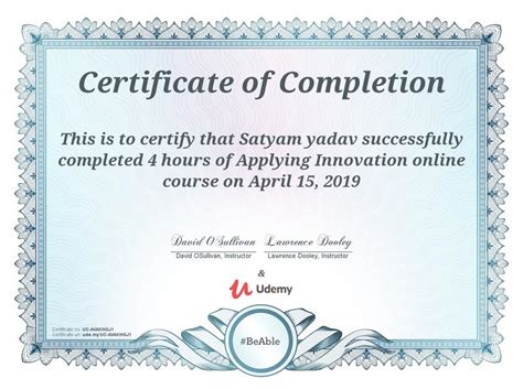 Satyam Yadav On Linkedin Succesfully Completed Applying Innovation