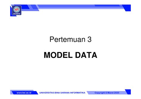 Sistem Basis Data Model Data Pertemuan 3 Model Data Model Data