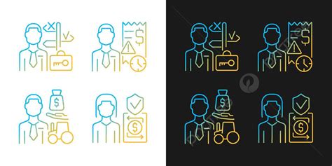 Icon Set Depicting Career Paths In Finance For Dark And Light Modes Vector Financial Yellow