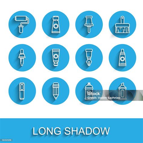 선 마커 펜 지우개가 있는 연필 페인트 롤러 브러시 스프레이 캔 튜브 페인트 팔레트 및 만년필 아이콘을 설정합니다 벡터 건강