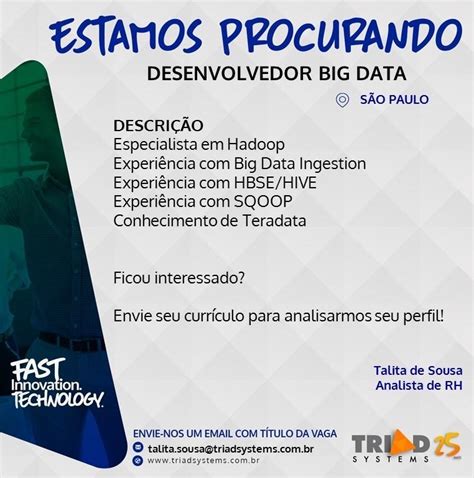Talita De Sousa On Linkedin Triad Oportunidade Desenvolvedor Big Data