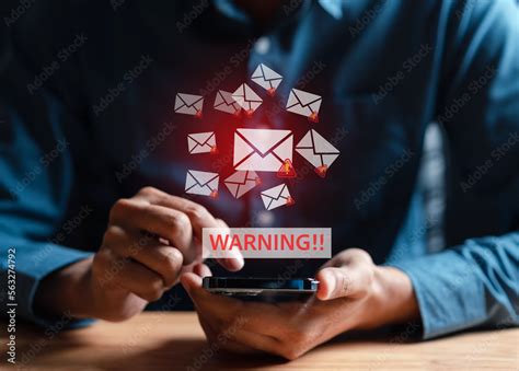 Email Spam Virus Warning Caution Sign For Notification On Internet Letter Security Protect Junk