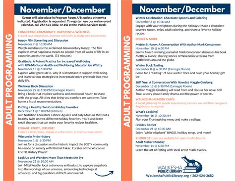 Novdec Adult Programming Waukesha Public Library