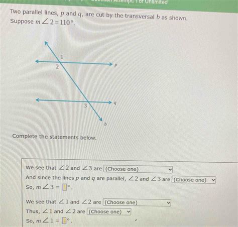 Solved Attempt 18f Unlimited Two Parallel Lines P And Q Are Cut By