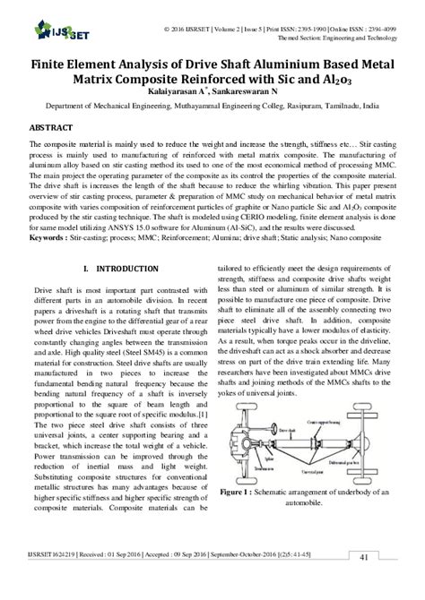 Pdf Finite Element Analysis Of Drive Shaft Aluminium Based Metal