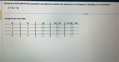 Solved Construct A Truth Table For The Proposition And