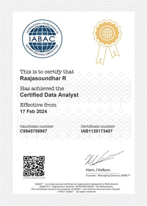 Raajasoundhar R On Linkedin Dataanalyst Certification Businessanalytics Iabac Careergrowth