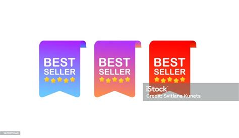 베스트셀러 배너 플랫 컬러 베스트셀러 베스트 할인 별 5개 벡터 그림 1위에 대한 스톡 벡터 아트 및 기타 이미지 1위 Brand Name Online