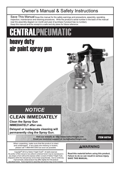 Central Pneumatic Air Spray Gun Captions Profile