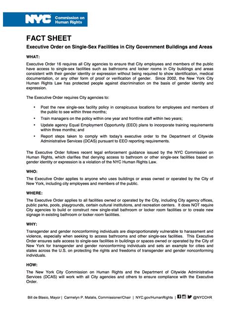 Single Sex Facilities Executive Order Factsheet Cchr
