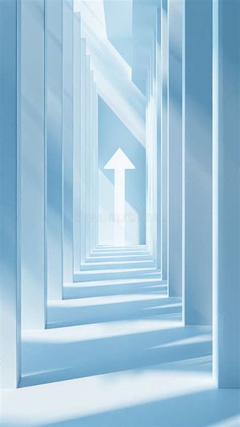 Modern Abstract Hallway With Upward Arrow Minimalist Architectural Design Stock Photo Image