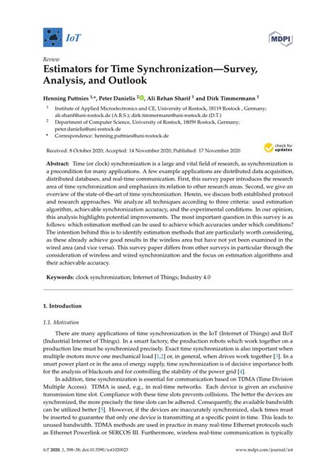 Pdf Estimators For Time Synchronization—survey Analysis And Outlook