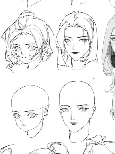 全角度头像线稿 草稿 寻找小红书绘画大神 头像 花瓣网