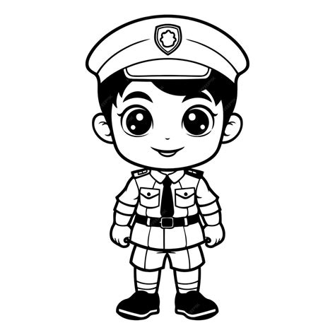 어린이 들 을 위한 컬러링 책 유니폼 을 입은 경찰관 프리미엄 벡터 어린이 들 을 위한 컬러링 책 유니폼 을 입은 경찰관 프리미엄 벡터