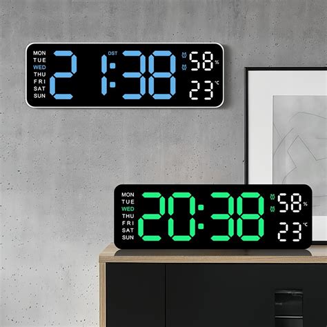 Digital Wall Clocks Led Clock Wall Mounted Multi Functional Temperature