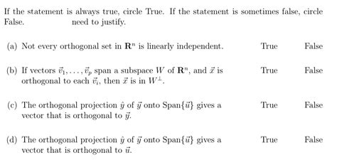 solved if the statement is always true circle true if the