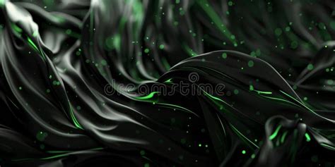 Sophisticated Abstract Black And Green Silk Waves For A Luxurious And Modern Background Design