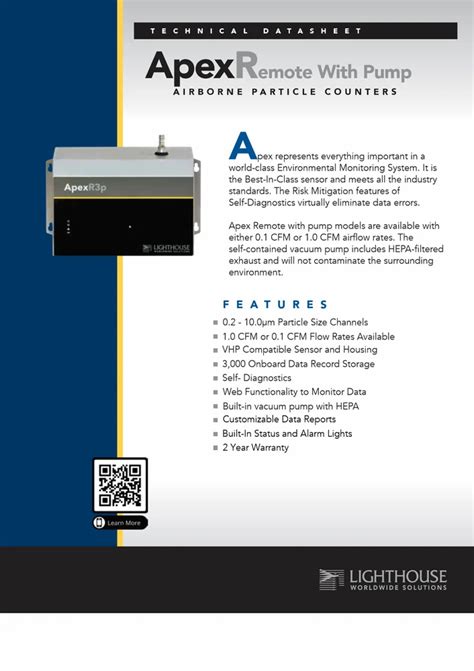 Stainless Steel Lighthouse Apex R3p Particle Counter 283 Lpm Size
