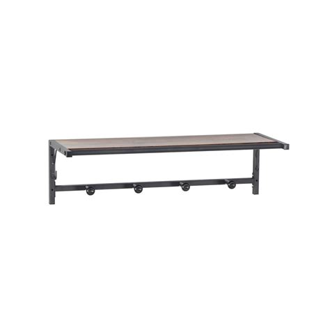 Perchero De Pared Industrial Orange Negro De Acero Mdf Con 4 Ganchos