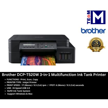 Brother DCP-T520W 3-in-1 Multifunction Ink Tank Printer (Print, Scan , Copy,Wifi ) with wireless ...