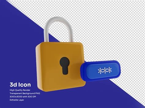 Premium Psd Login Security With Password And Padlock 3d Render