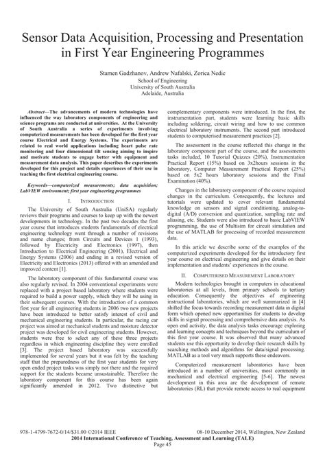 pdf sensor data acquisition processing and presentation in first