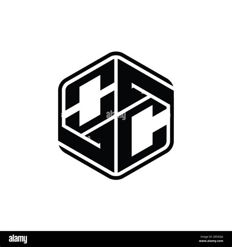 OC Letter Logo Monogram Hexagon Shape With Ornament Abstract Isolated Outline Design Template