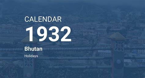 Year 1932 Calendar Bhutan