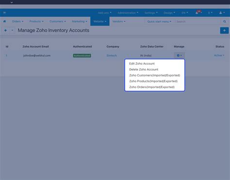 CS Cart Zoho Inventory Integration WebKul