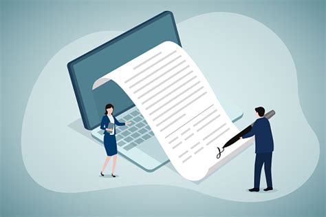 노트북의 전자 서명 비즈니스 전자 서명 기술 전자 전송 문서에 첨부된 디지털 양식 계약 서명 의사 확인 전자 상거래 법적 거래 벡터 일러스트 레이 션 권위에 대한 스톡 벡터