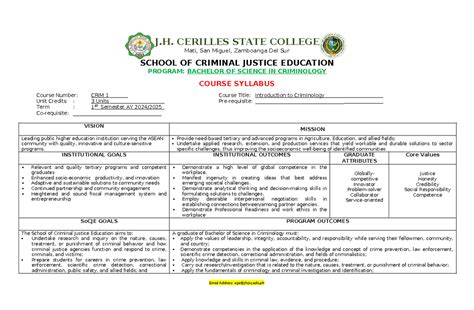 Clj 1 Syllabi Notes J Cerilles State College Mati San Miguel Zamboanga Del Sur School Of