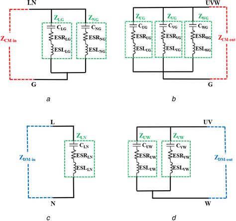 cm and dm equivalent parasitic circuits of input and output of the