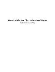How Subtle Sex Discrimination Works Docx How Subtle Sex Discrimination Works By Humma