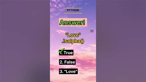 Isalpha Function Of Python Quiz Python Pythontutorial Pythonprogramming Pythonforbeginners