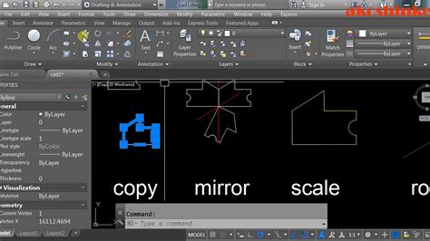 Basic Modifying In Autocad Youtube