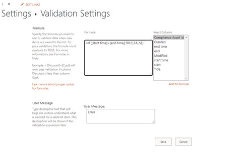 how to make validation on drop down of start and end time using power